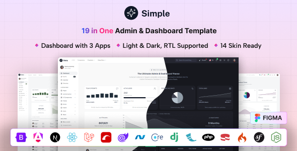 Simple Admin - Multipurpose 19 in One Minimal Admin & Dashboard Template by coderthemes