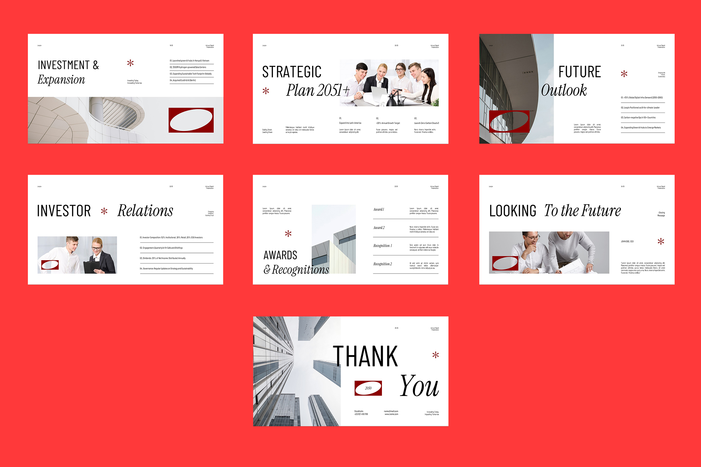 Red White Minimalist Annual Report Google Slides Presentation ...