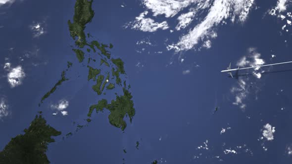 Commercial Airplane Flying to Cebu City in Philippines, Motion Graphics