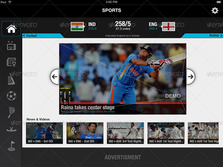 Sports Application iPad / Tablet, Web Elements | GraphicRiver