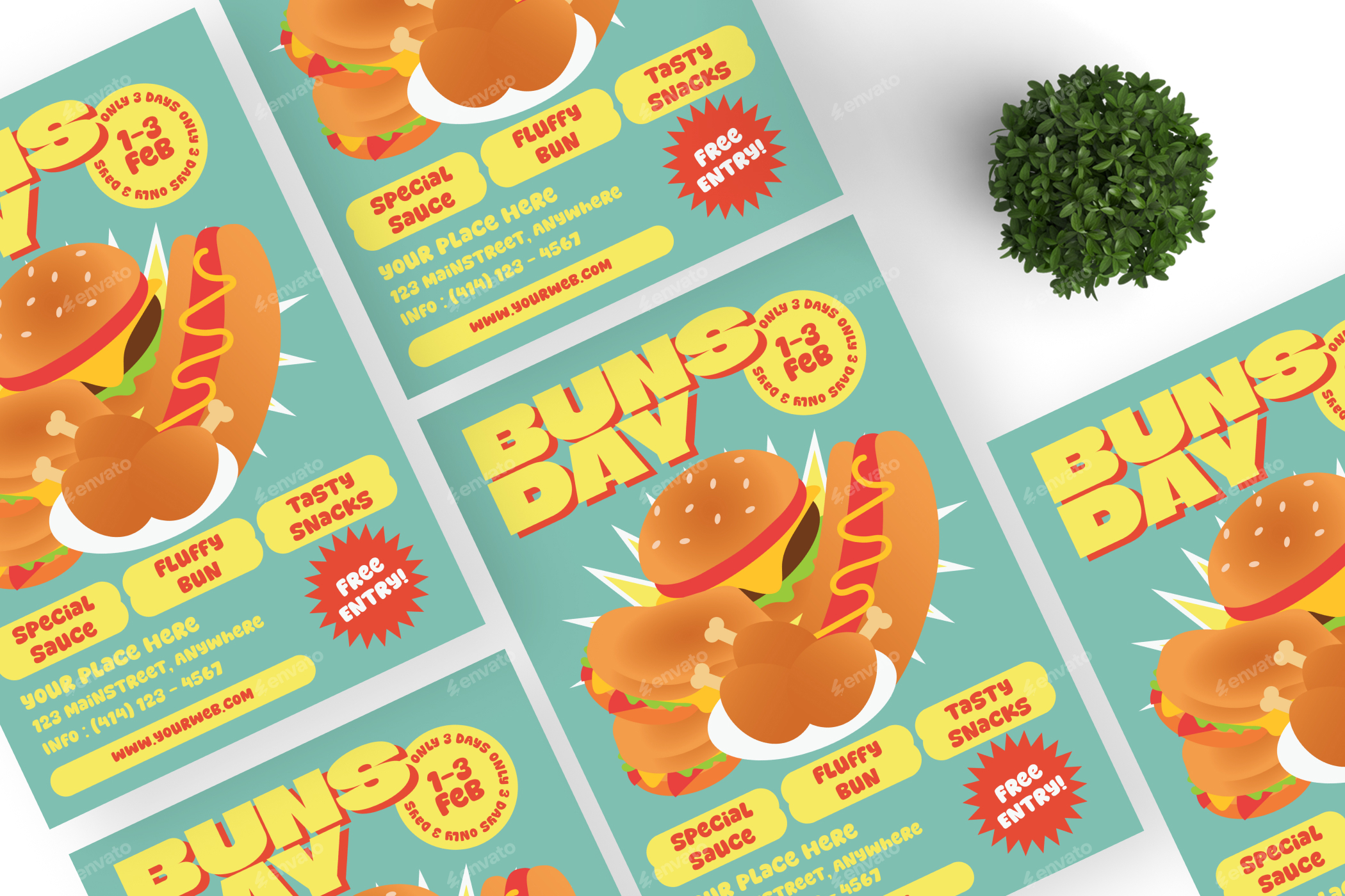 Buns Day - Flyer Set, Print Templates | GraphicRiver