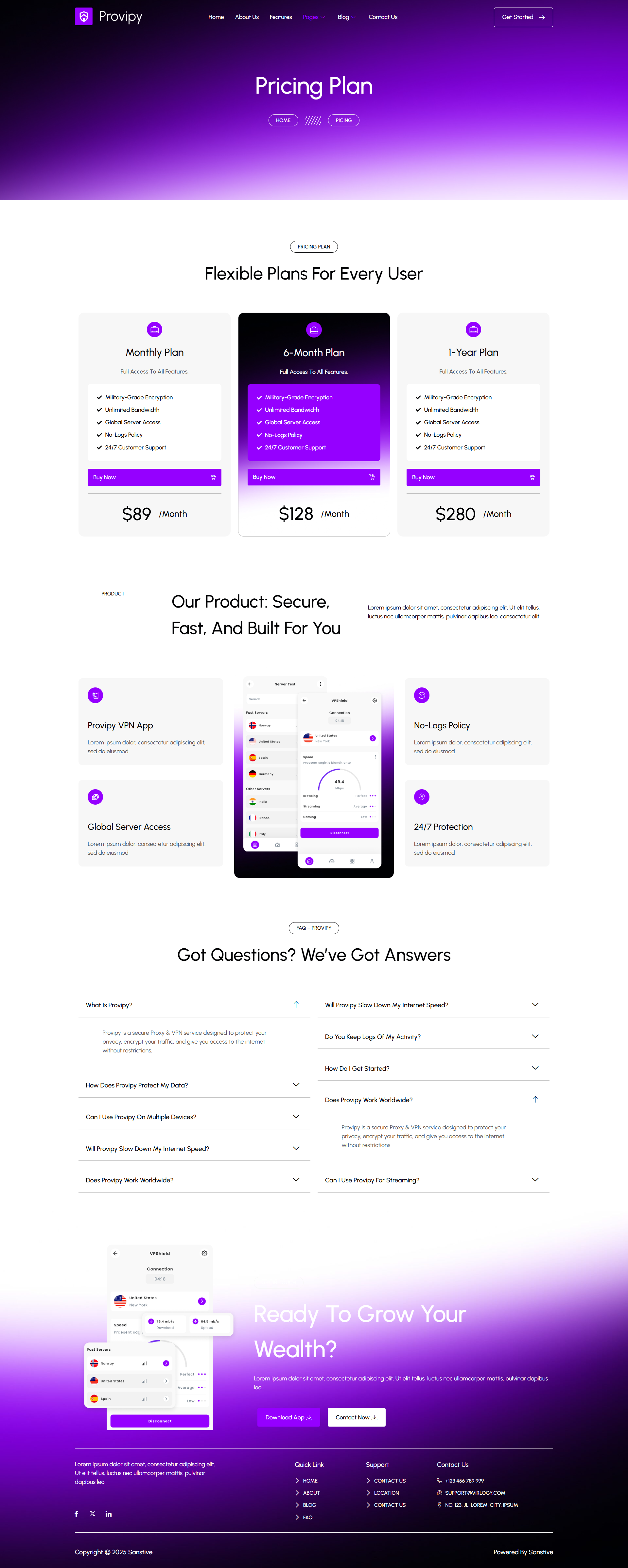 Provipy - Proxy & VPN Services Elementor Template Kits by Sanstive