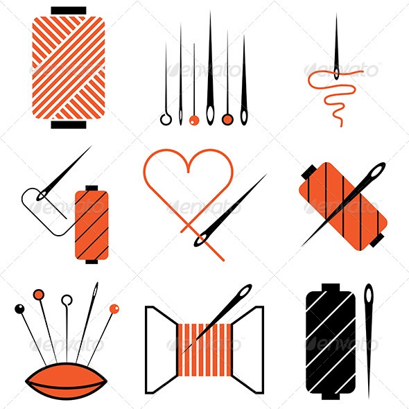 Needle and Thread Icons Set by andegro4ka | GraphicRiver