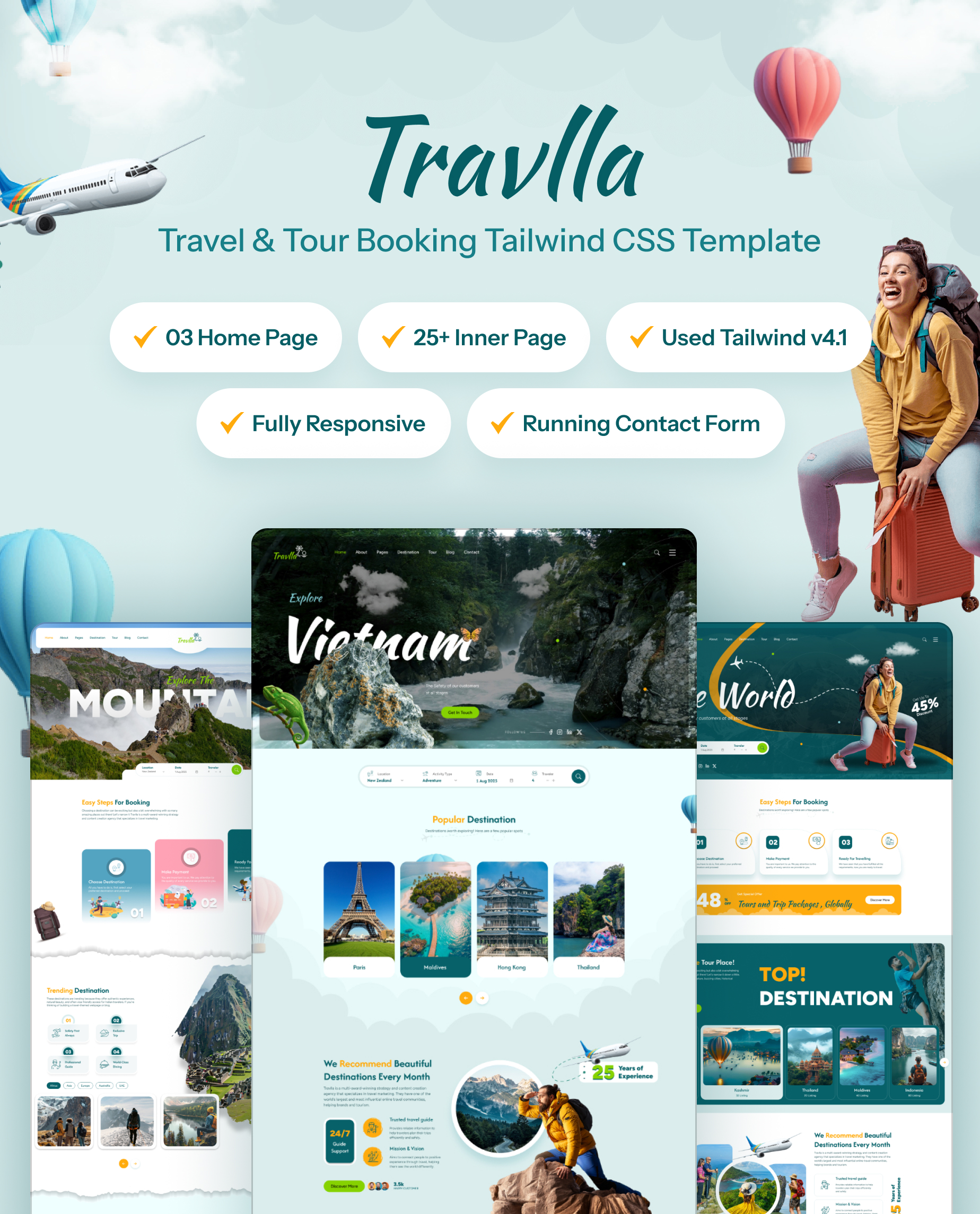 Travlla - Travel & Tour Booking Tailwind CSS Template by DexignZone