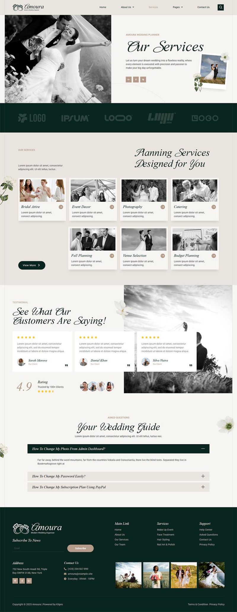 Amoura - Modern Wedding Organizer Elementor Template Kit by Kitpro