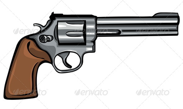 Vector Cartoon Revolver by nikiteev | GraphicRiver