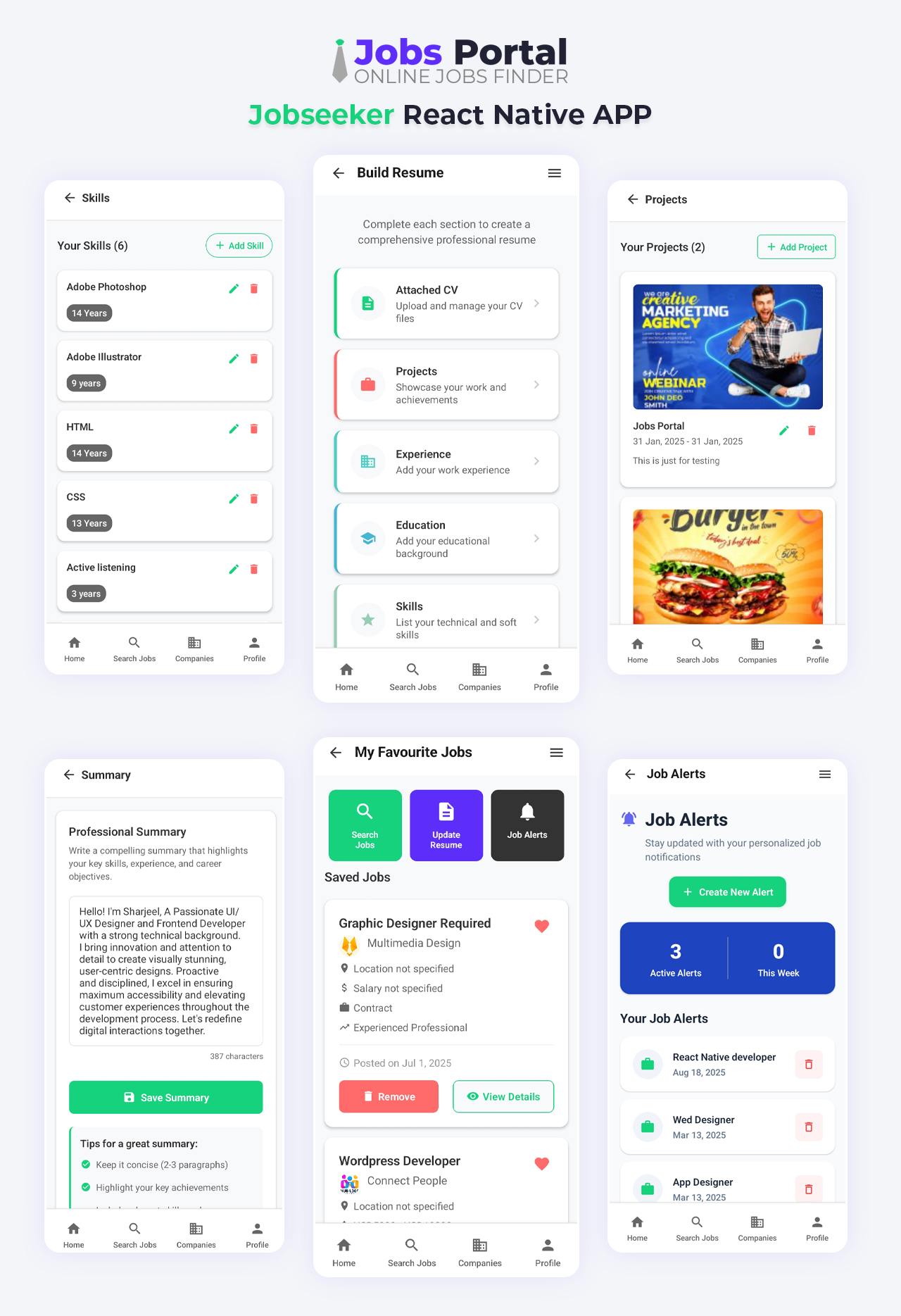 JobsPortal - Jobseeker React Native App by piratestech | CodeCanyon