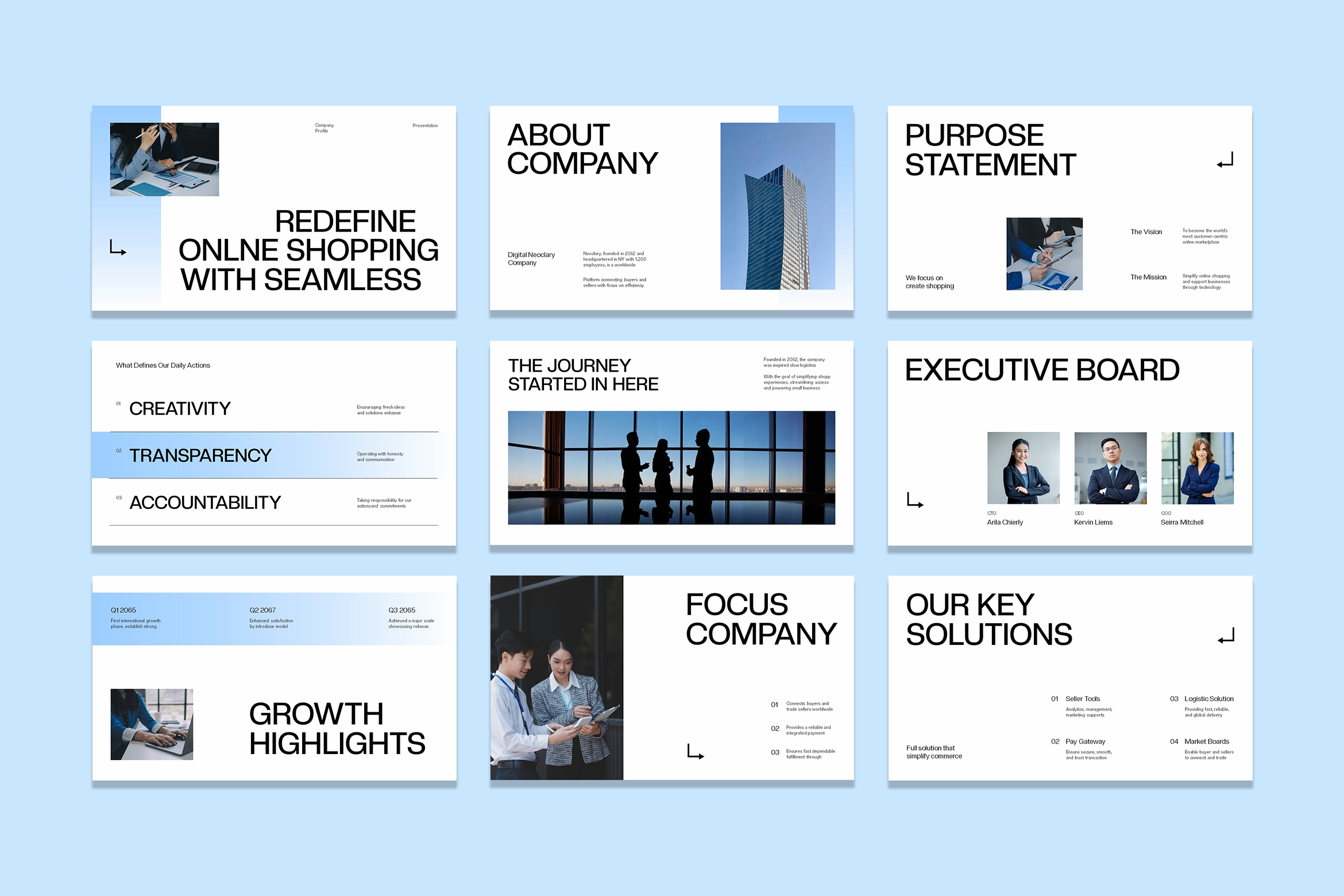 White Blue Gradient Digital Commerce Company Profile Keynote ...