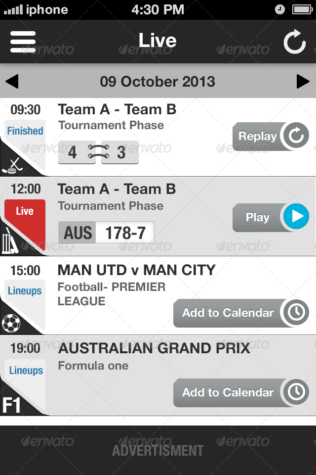 Sports Application for Smartphones, Web Elements | GraphicRiver