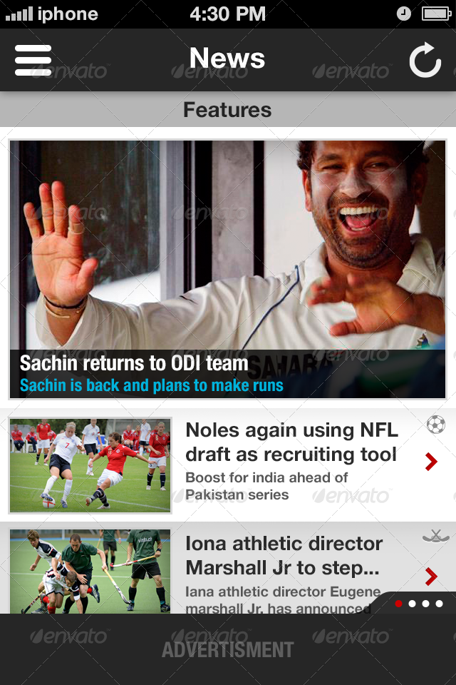 Sports Application for Smartphones, Web Elements | GraphicRiver