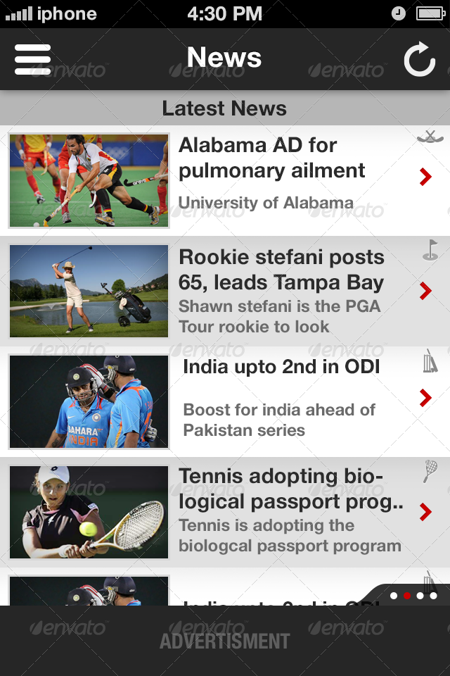 Sports Application for Smartphones, Web Elements | GraphicRiver
