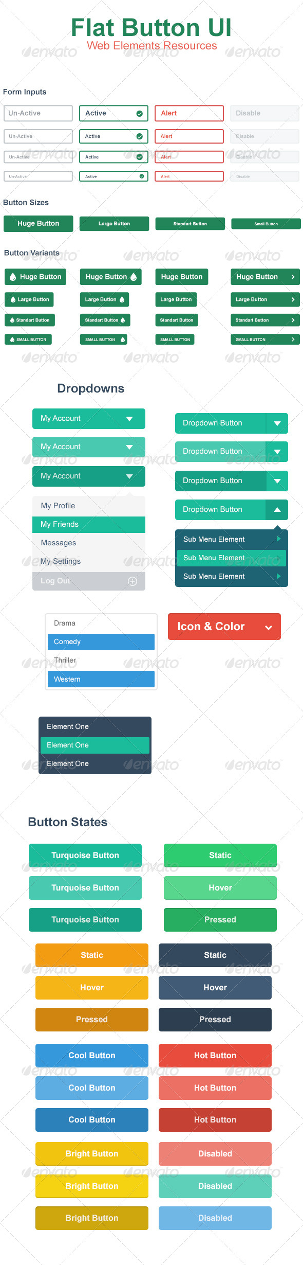 Flat Web Button UI by HanifHaroon | GraphicRiver