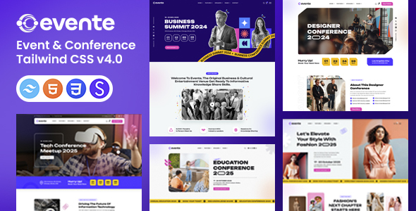 Evente - Event & Conference Tailwind CSS Template by themeadapt ...
