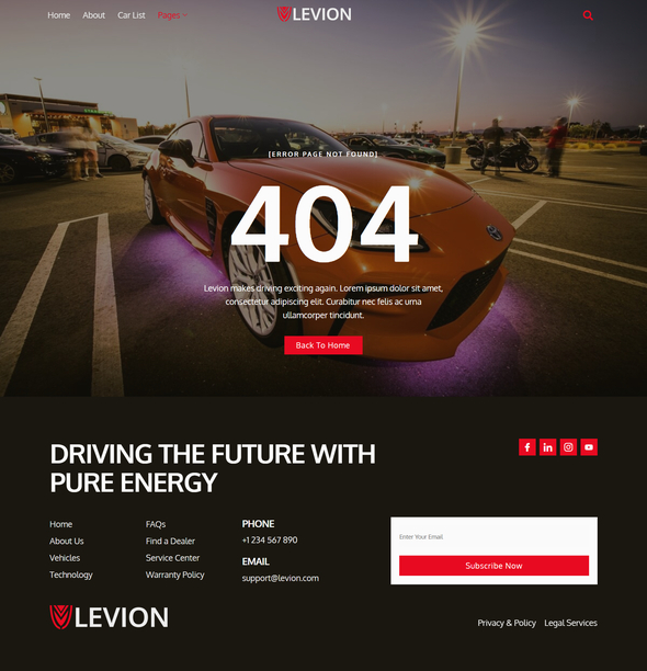 Levion - Electric Vehicle Elementor Template Kit by sparklethings | ThemeForest