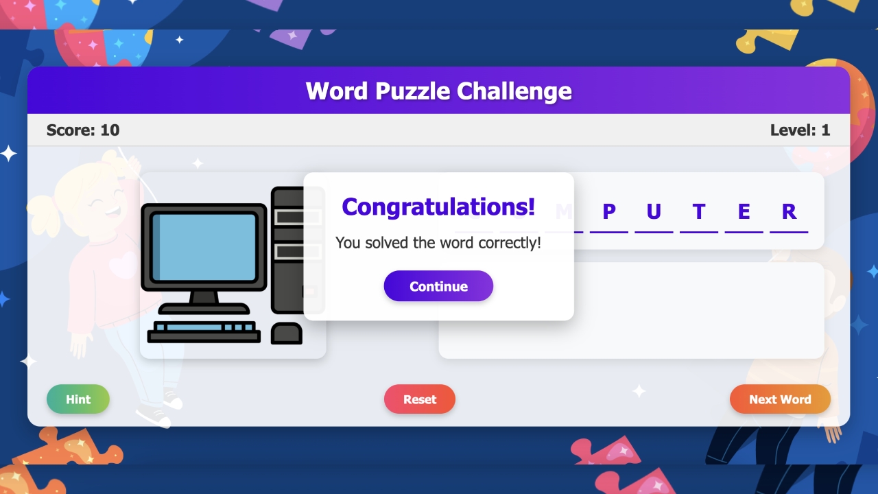 Word Puzzle Challenge – HTML5 Drag & Drop Educational Game by k29solutions