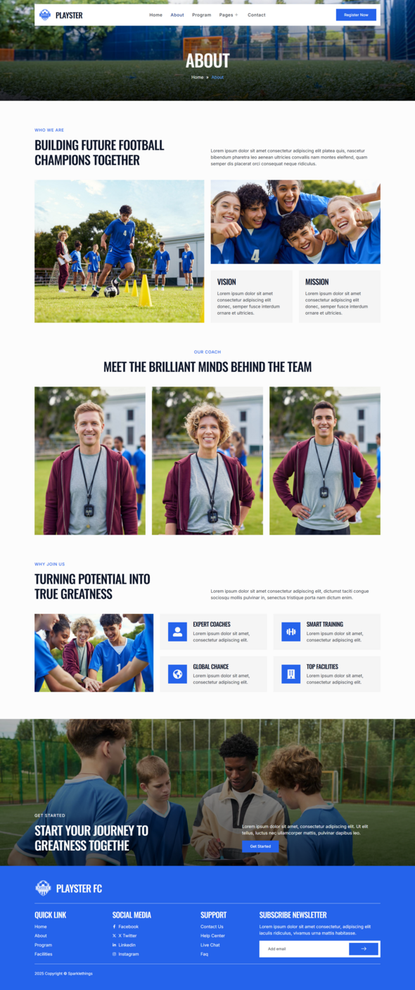 Playster - Football Team & Sports Academy Elementor Template Kit by ...