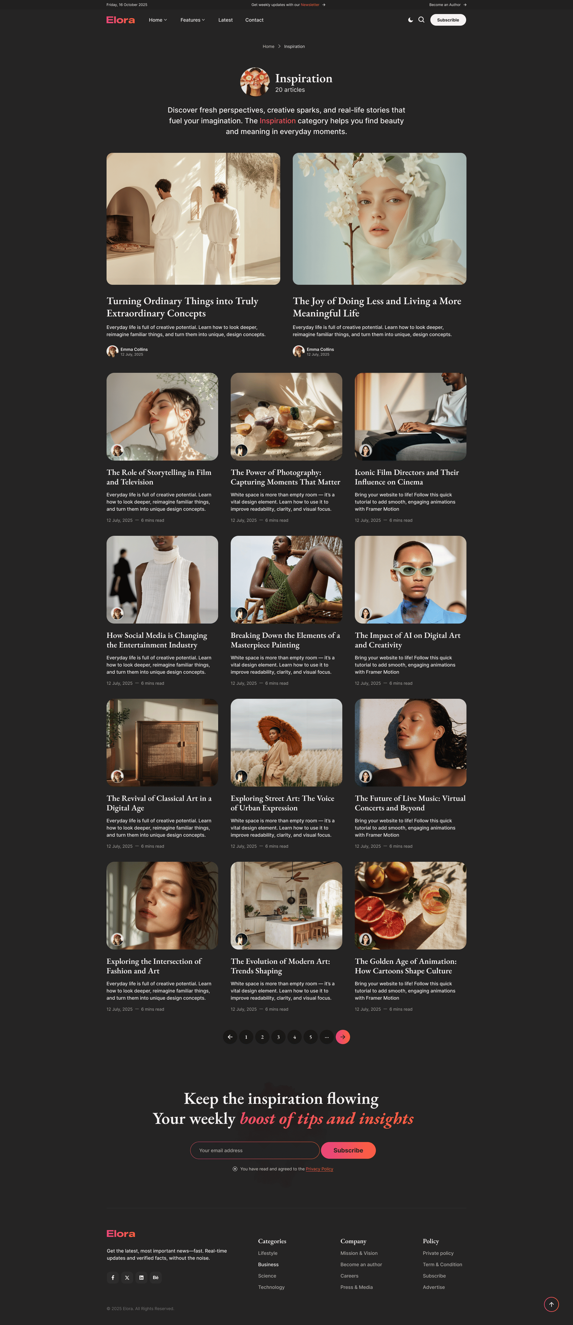 Elora – Minimalist Blog & Magazine Figma Template by alithemes ...