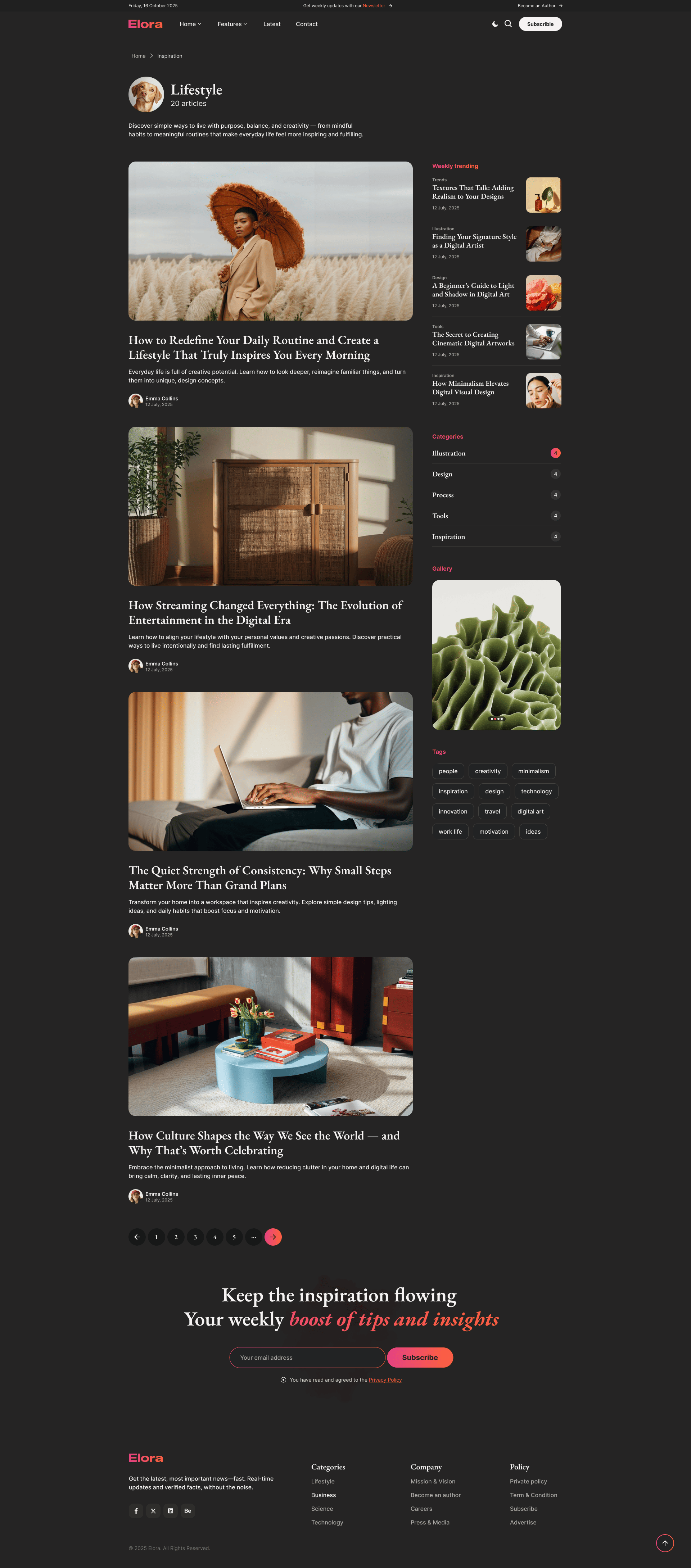Elora – Minimalist Blog & Magazine Figma Template by alithemes ...