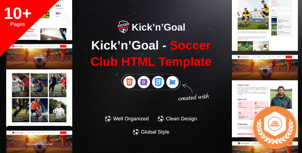 KicknGoal - Soccer and Football Club HTML Template by siddhiinfosoft