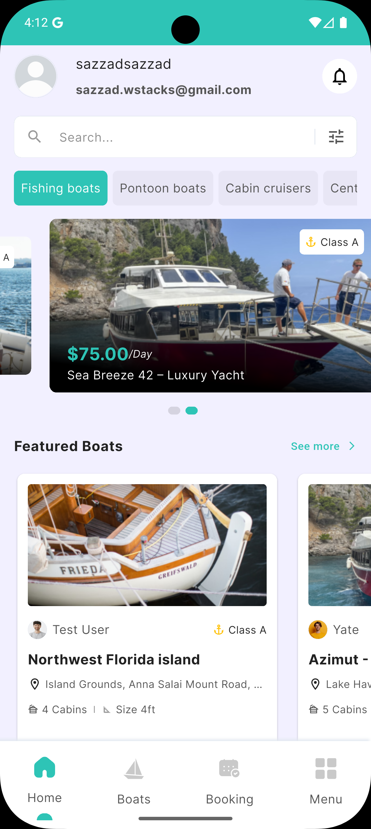 Yate - Multivendor Boat Rental Flutter App with Admin Panel by wStacks