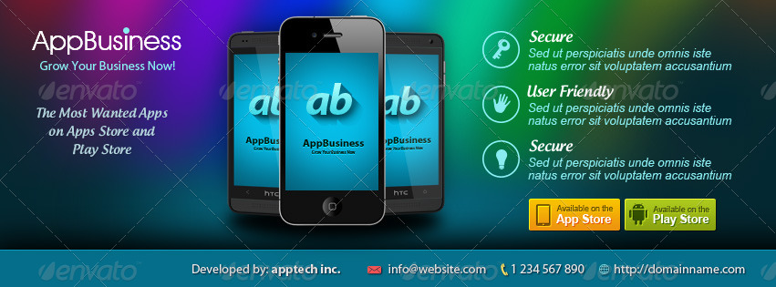 Mobile App Facebook Timeline Cover, Web Elements | GraphicRiver