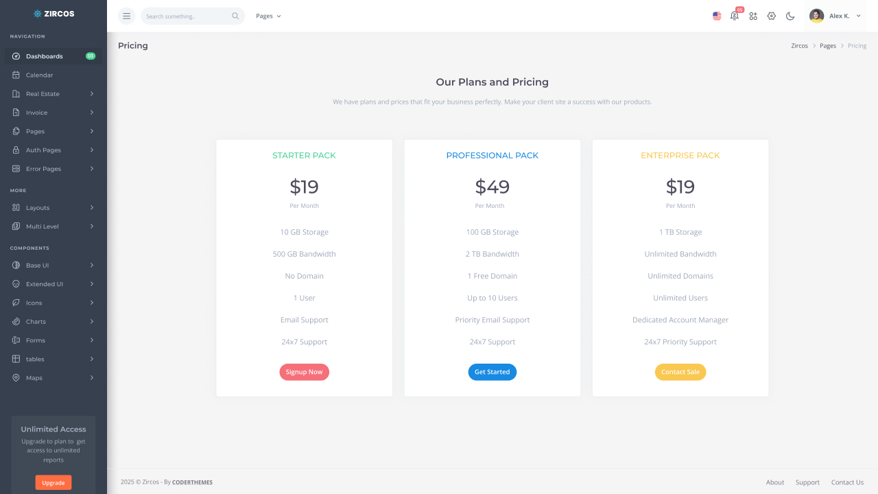 Zircos - Figma Admin & Dashboard Template by coderthemes | ThemeForest