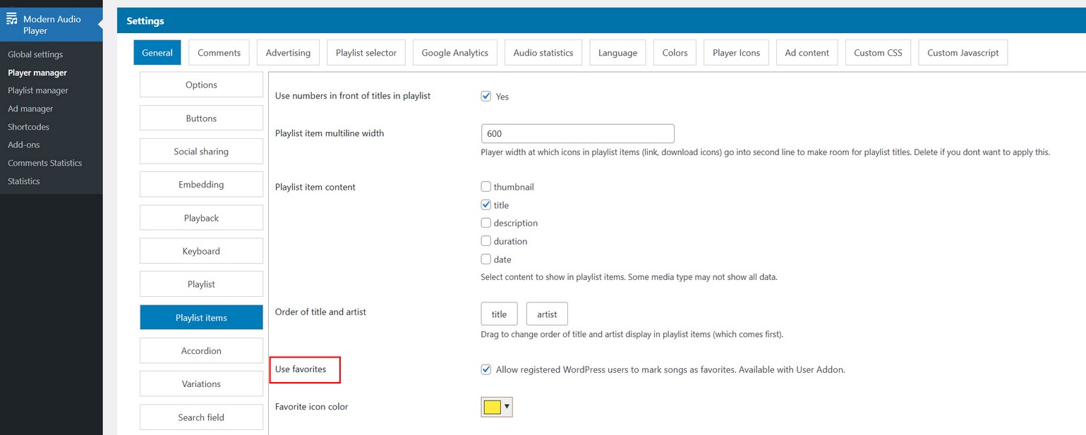 Modern Audio Player for WordPress User AddOn by Tean | CodeCanyon