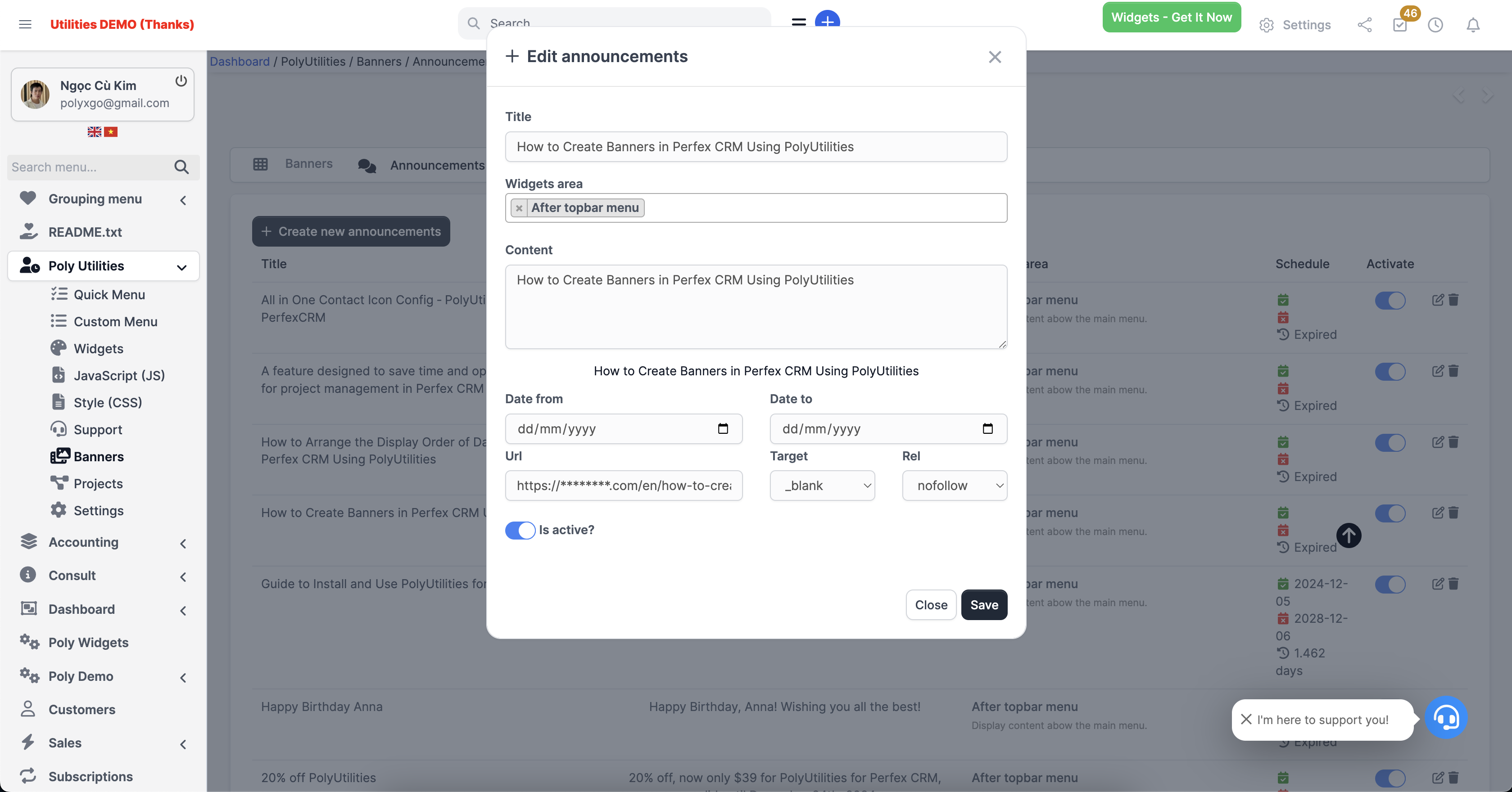 PolyUtilities for Perfex CRM: Quick Access Menu, Custom JS, CSS, and ...