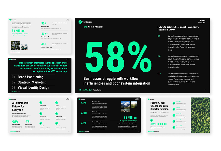 Modern Pitch Deck Presentation PowerPoint Template, Presentation Templates
