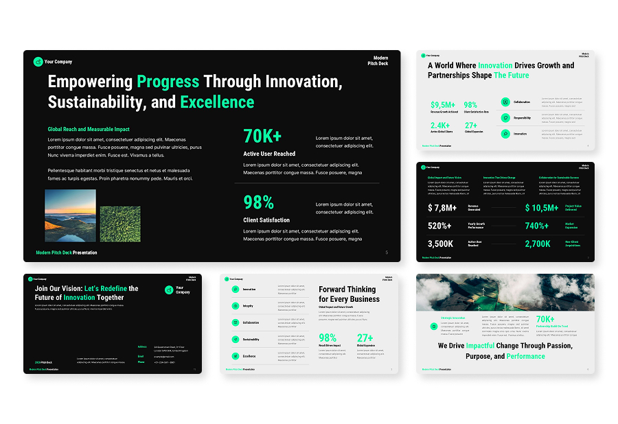 Modern Pitch Deck Presentation PowerPoint Template, Presentation Templates