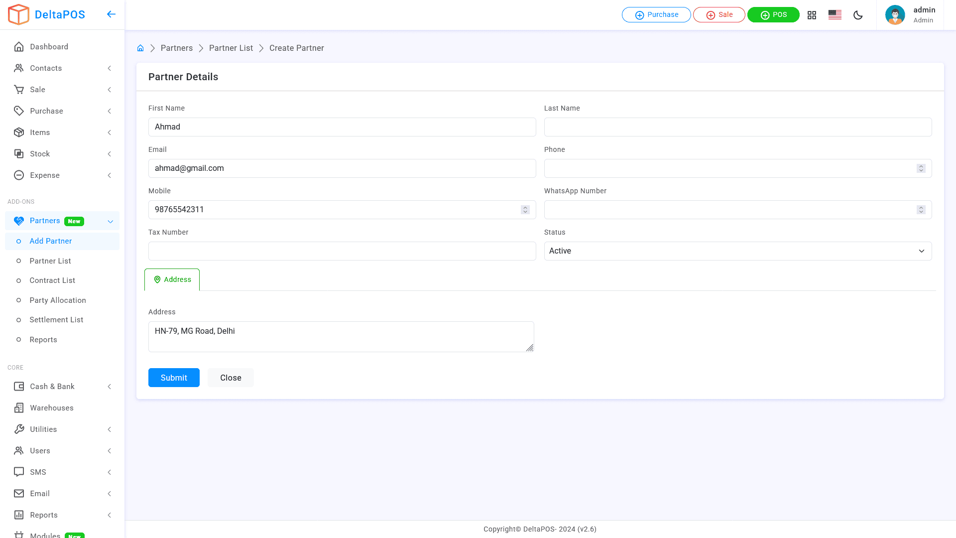 Partnership Module for Delta POS – Partner Profit Sharing & Contract Management Addon by webmagics