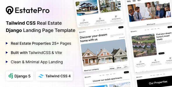 EstatePro - Django Real Estate Tailwind CSS Template by coderthemes