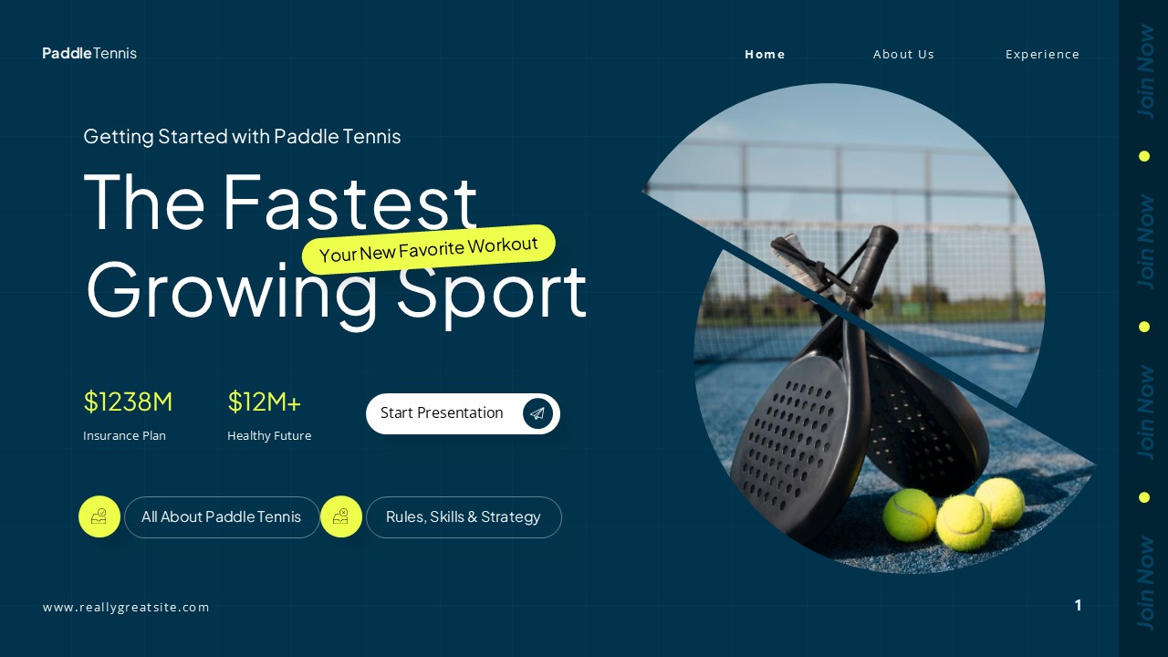 Paddle Tennis Sports PowerPoint Presentation, Presentation Templates