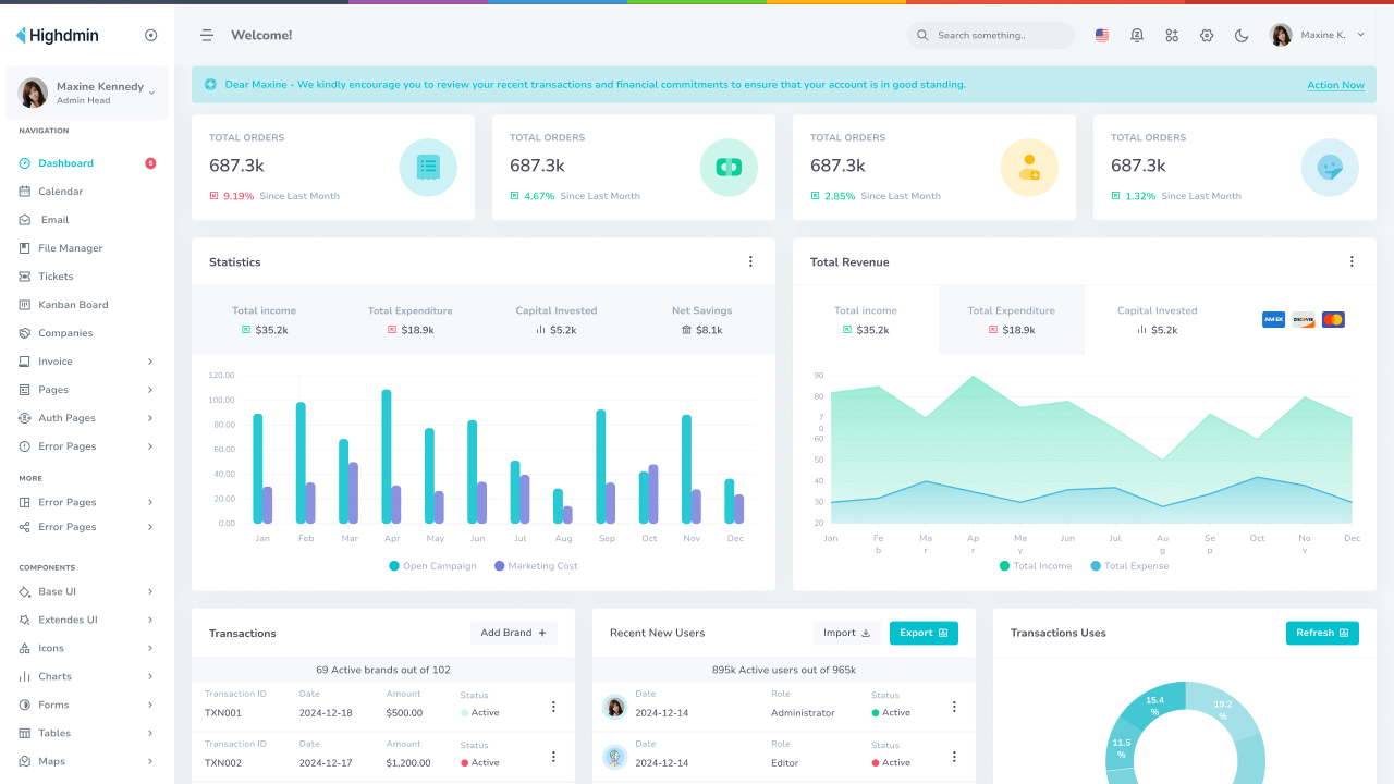 Highdmin - Figma Admin & Dashboard Template by coderthemes | ThemeForest