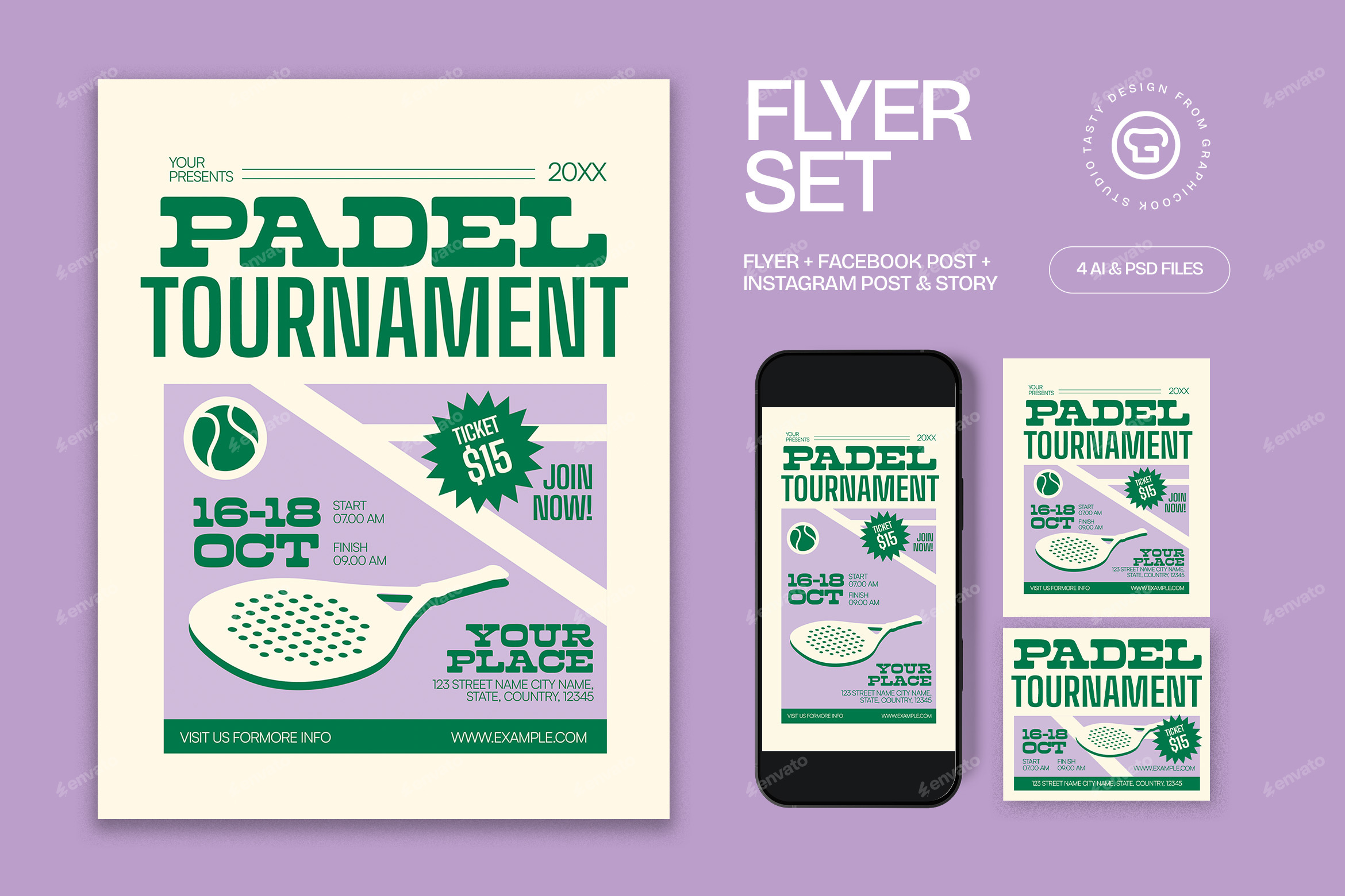 Padel Tournament Flyer, Print Templates | GraphicRiver