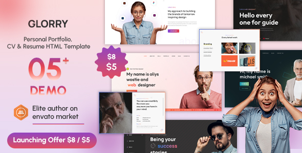 Glorry – Personal Portfolio, CV & Resume HTML Template – ThemeSparkle