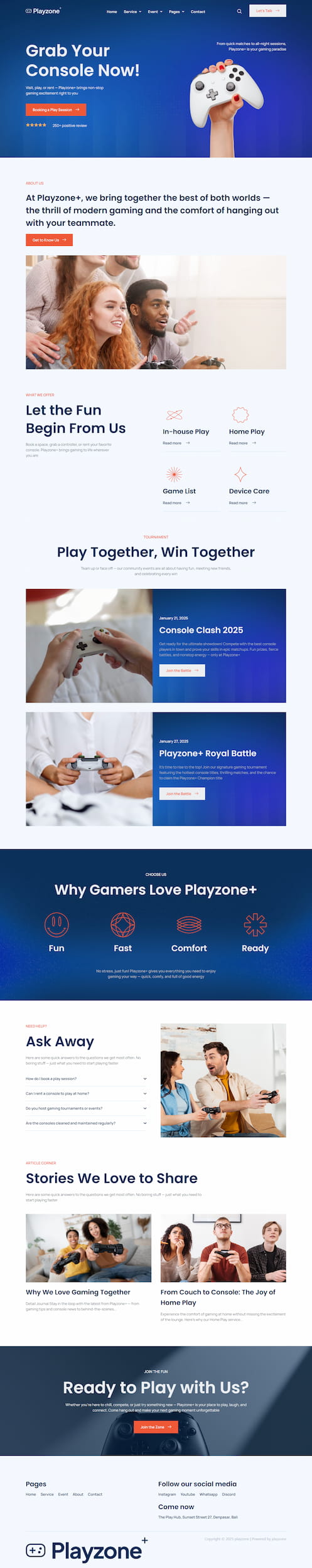 Playzone – Game Rental & Device Care Elementor Template Kit by ...