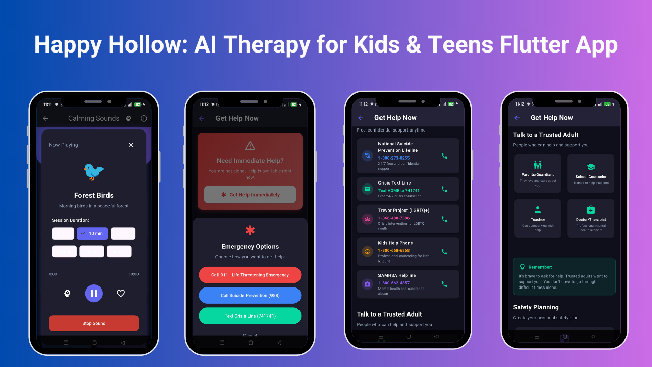 Happy Hollow – AI Therapy for Kids & Teens Flutter App | AI Therapist ...