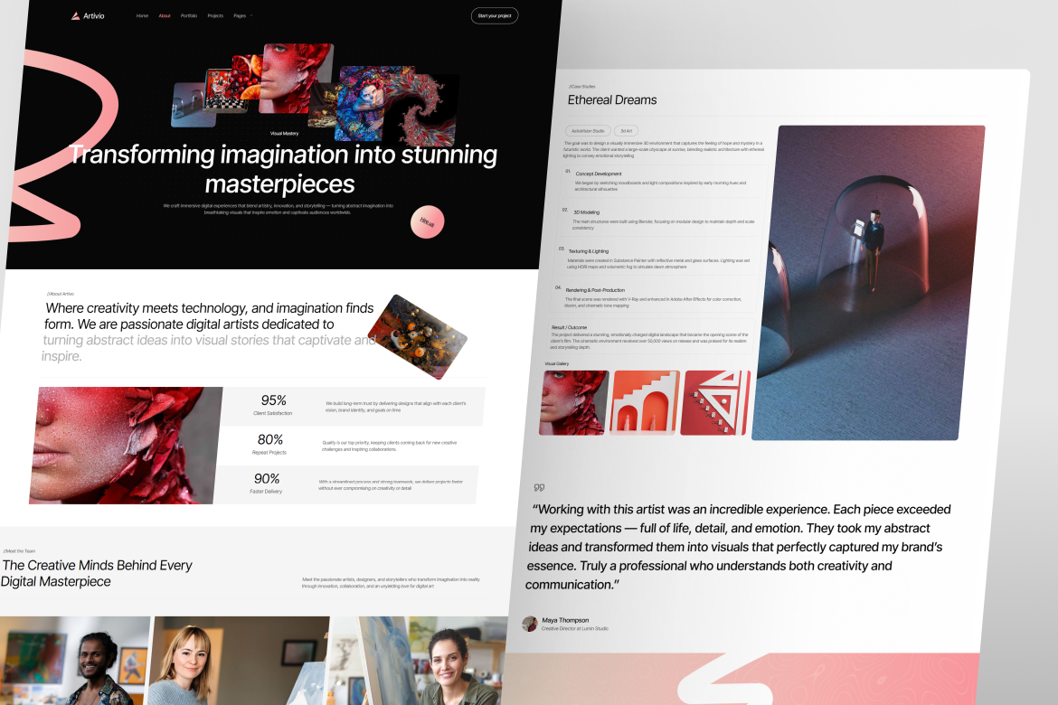 Artivio - Digital Art Portfolio Elementor Template Kit by CreateBigSupply