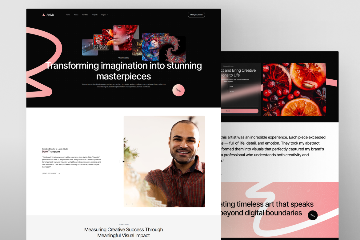 Artivio - Digital Art Portfolio Elementor Template Kit by CreateBigSupply