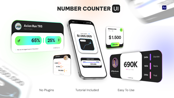 Number Counter UI - Infographic, After Effects Project Files | VideoHive