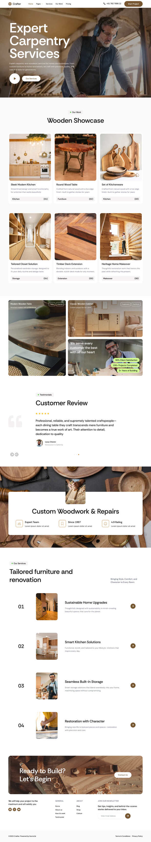 Crafter - Carpentry & Woodworking Elementor Template Kit by sociolib