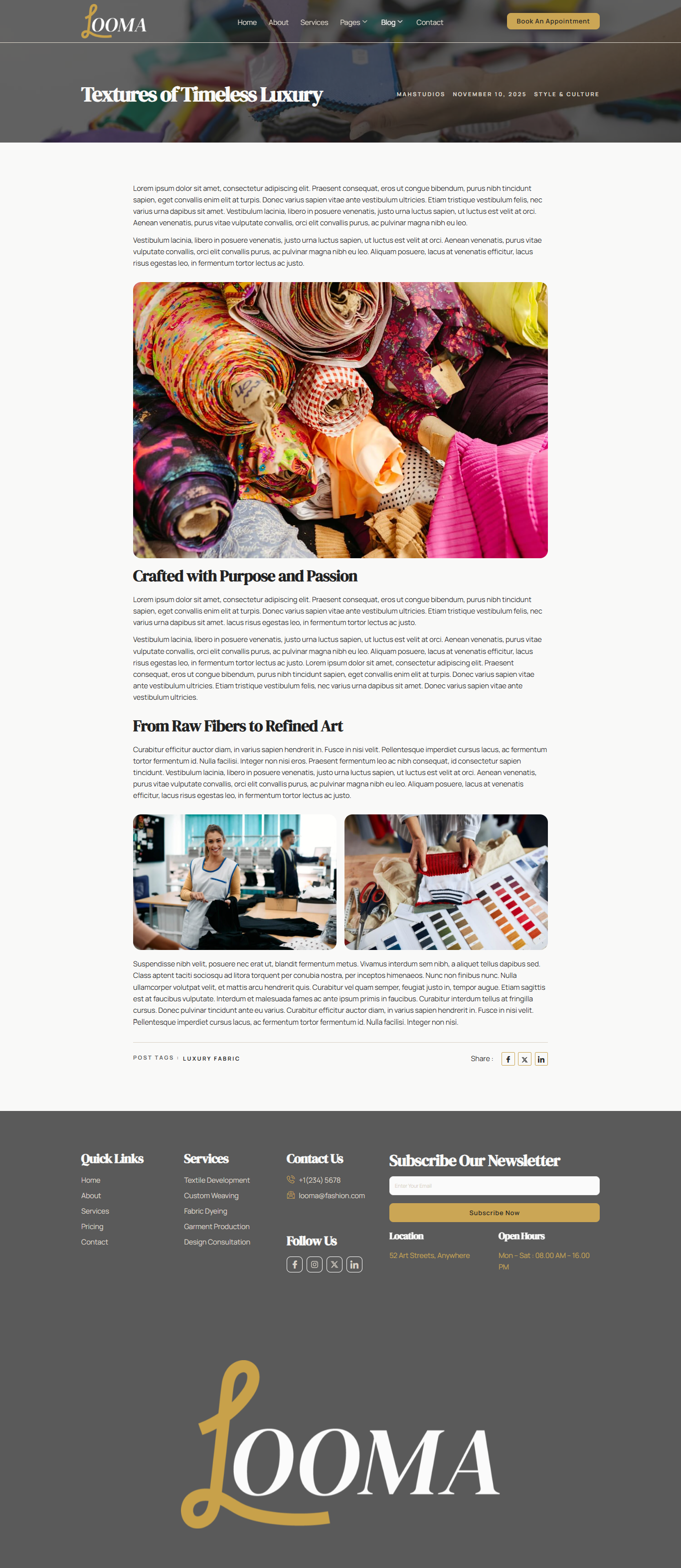 Looma - Textile Garment Industry Elementor Template Kit by sparklethings