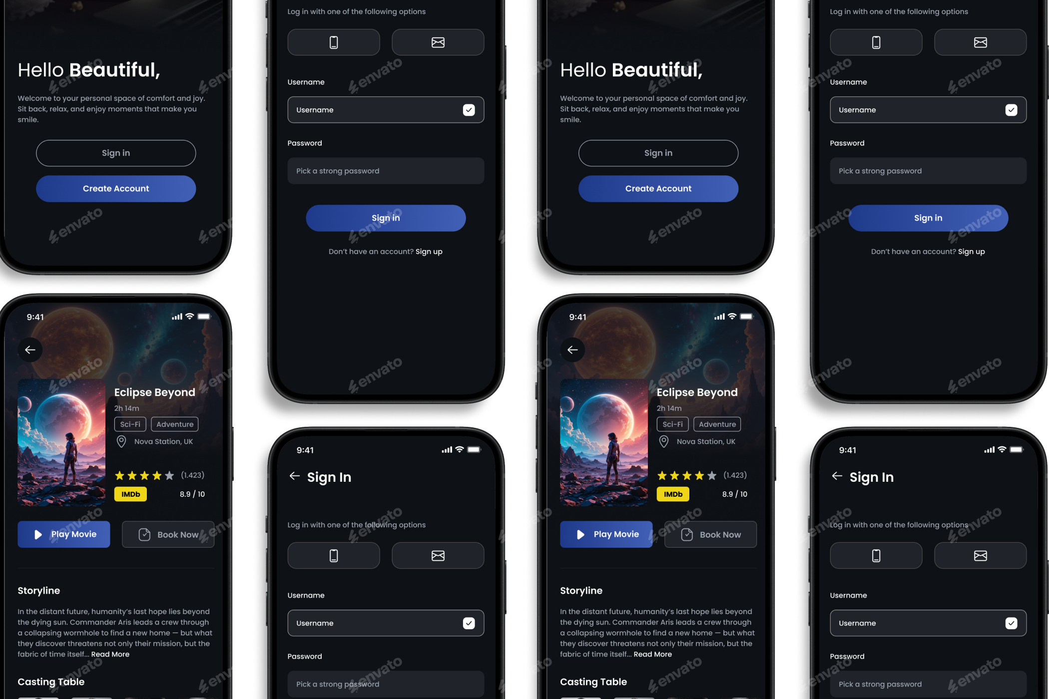 Movie Play - Mobile App UI Kit, Web Elements | GraphicRiver