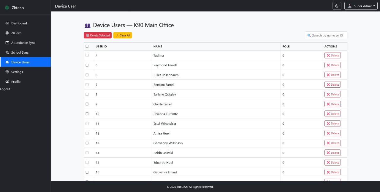 Mighty School – ZKTeco Attendance Device Automation Addon by Fuedevs