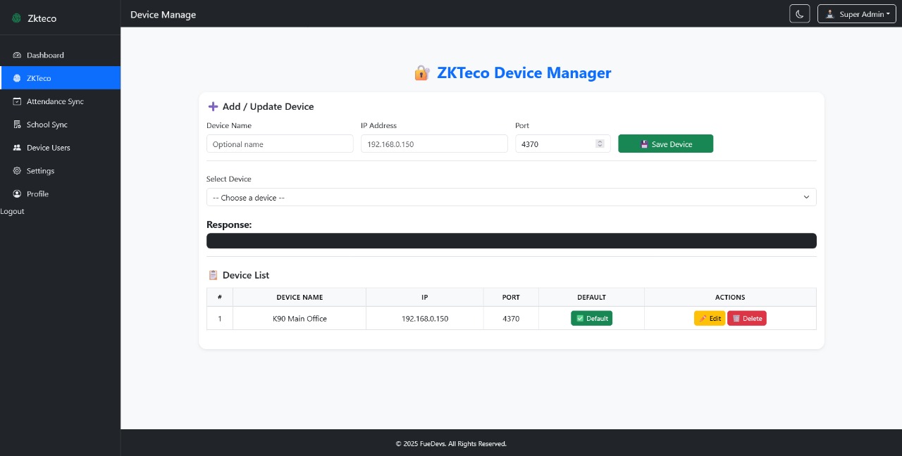 Mighty School – ZKTeco Attendance Device Automation Addon by Fuedevs