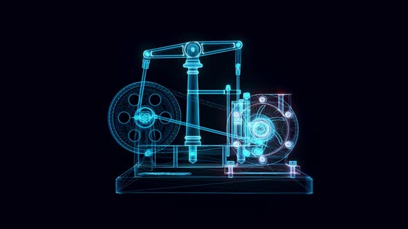 Steam Engine With Horizontal Beam And Centrifugal Pump Hologram ...