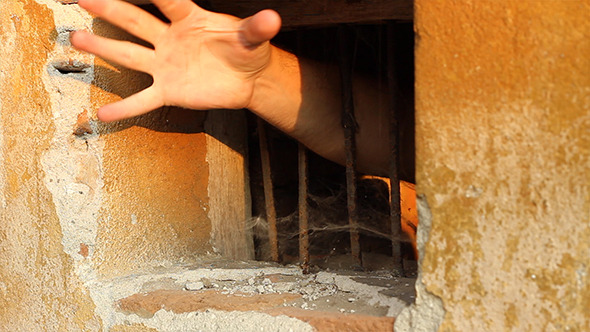 Hopeless Hand Behind Bars, Stock Footage | VideoHive