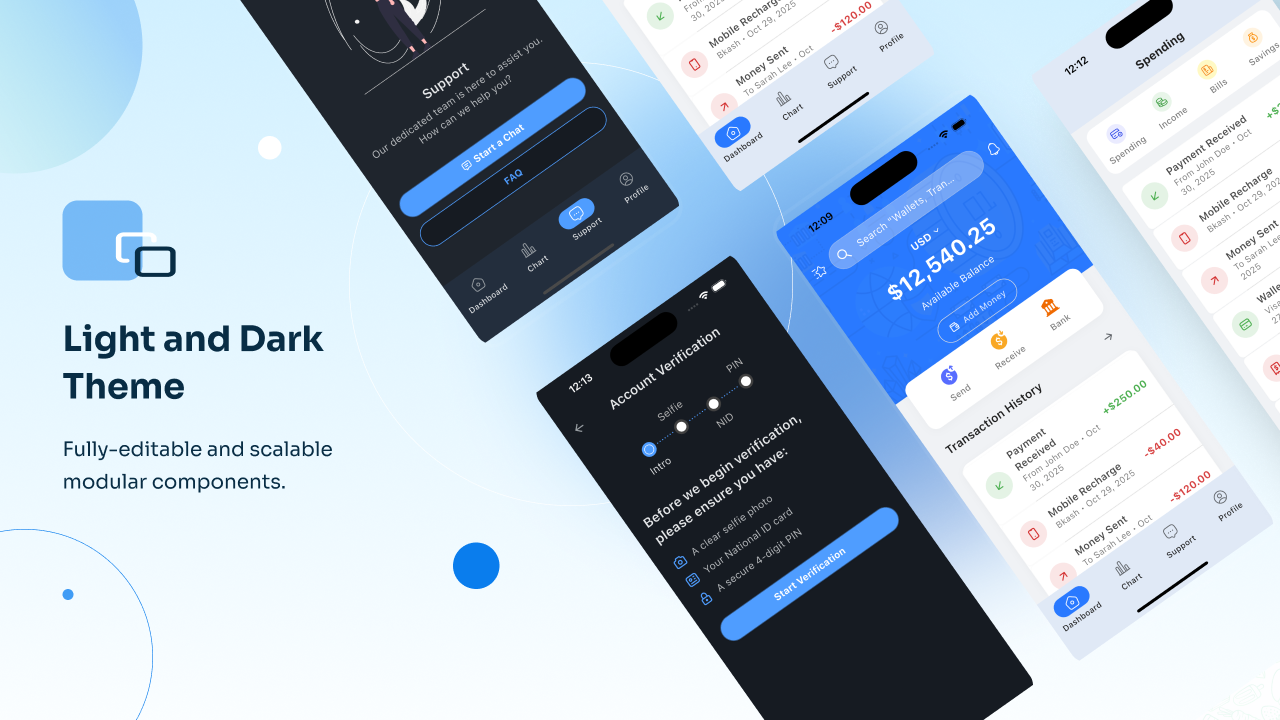 CoinPay – Fintech, Banking & Digital Wallet Mobile App UI Kit by orkitt