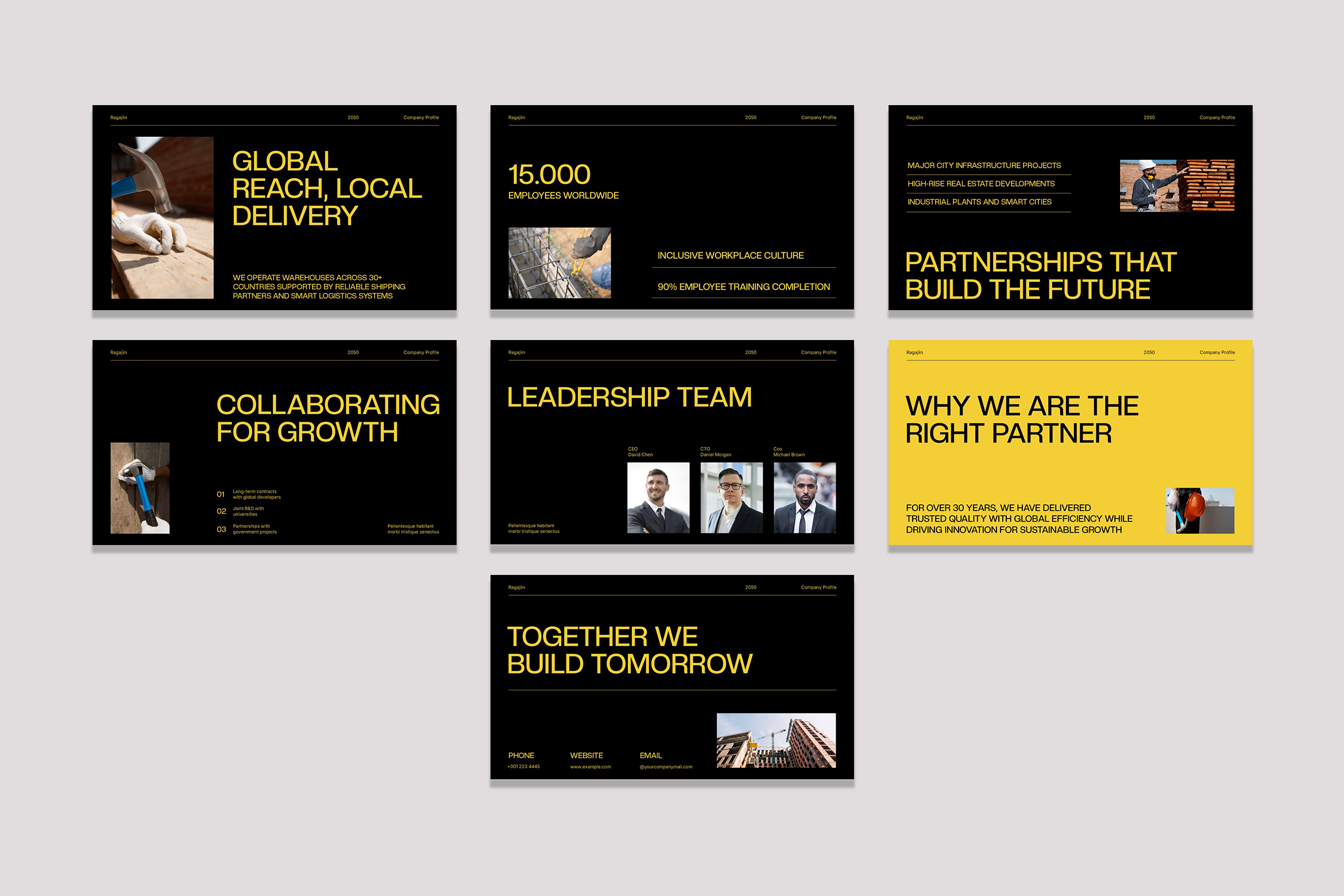 Yellow Black Construction Company Profile Powerpoint Presentation ...